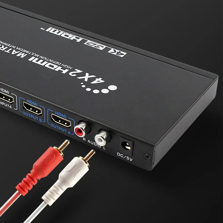 4 Input 2 Output 4K*2K Metal Alloy 1080P DC3.5 HIFI HDTV Optical Fiber ...