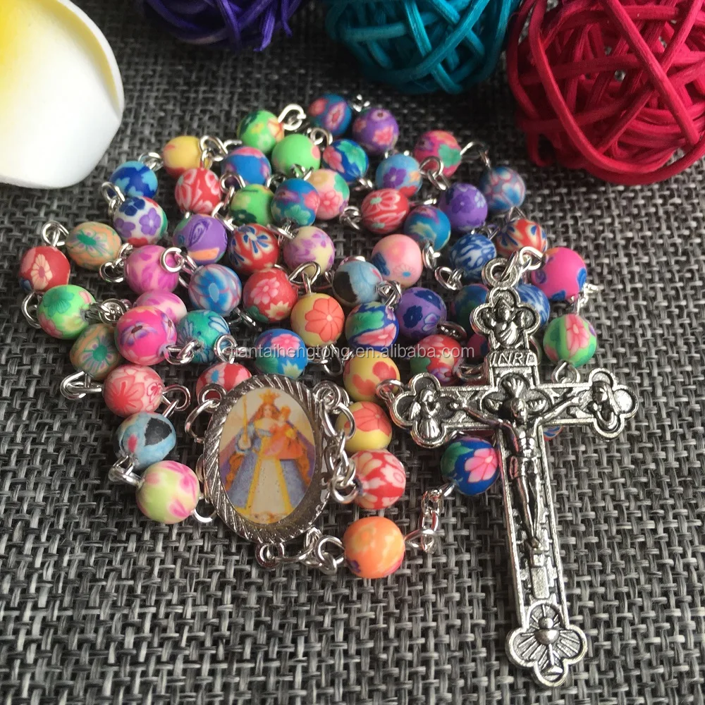 6mm Plastic Bead Rosary With Rubber Centerpiece and Jesus Cross ...