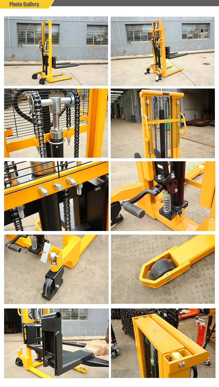 Manual Forklift 2200lbs Hydraulic Manual Stacker With Adjustable Wide ...