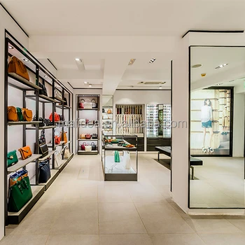 Eye-catching bags shop interior design | simple modern handbag showroom ...