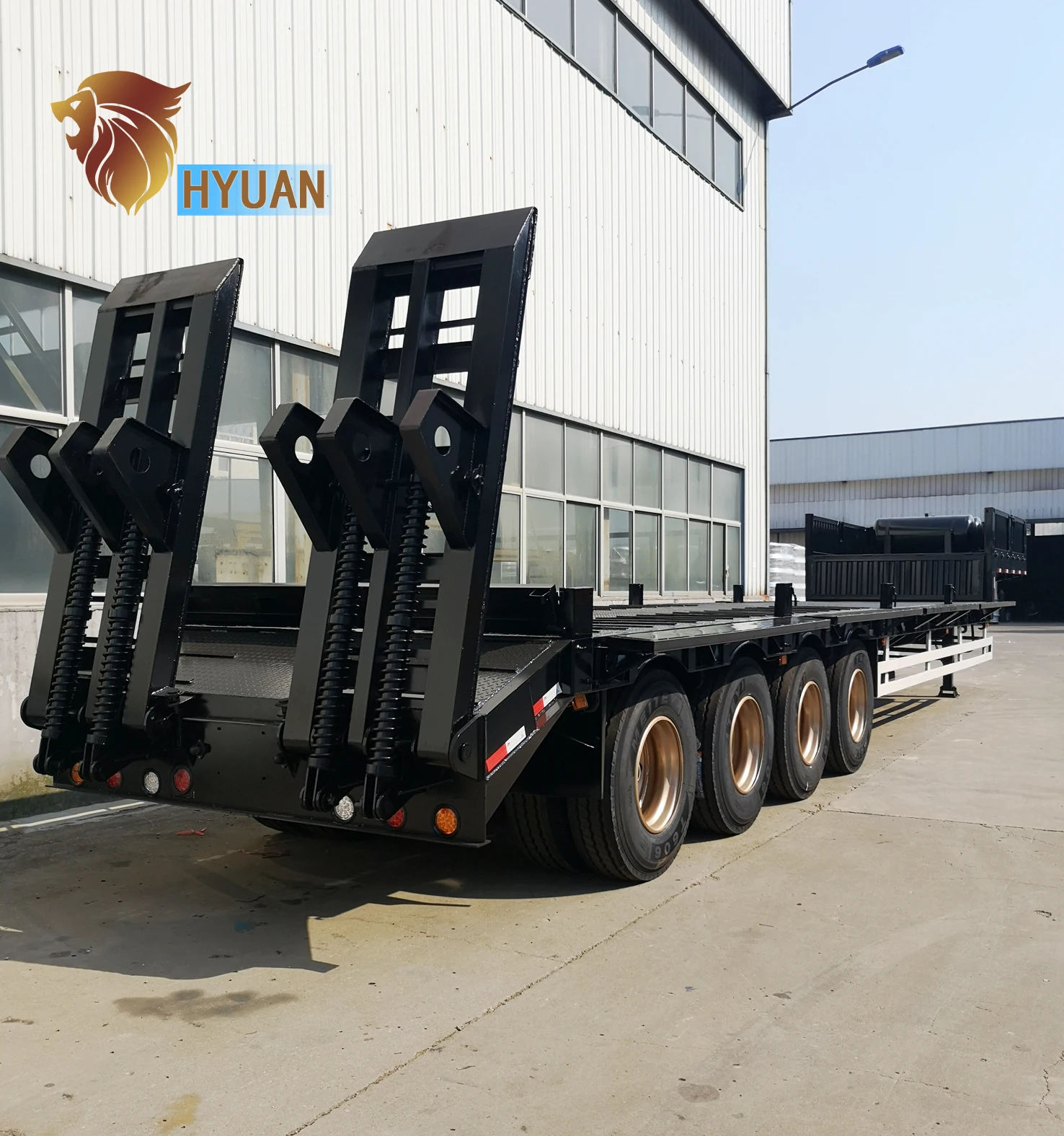 Hyuan Lowboy Low Loader 4 Axle Gooseneck Detachable Low Bed Semi ...