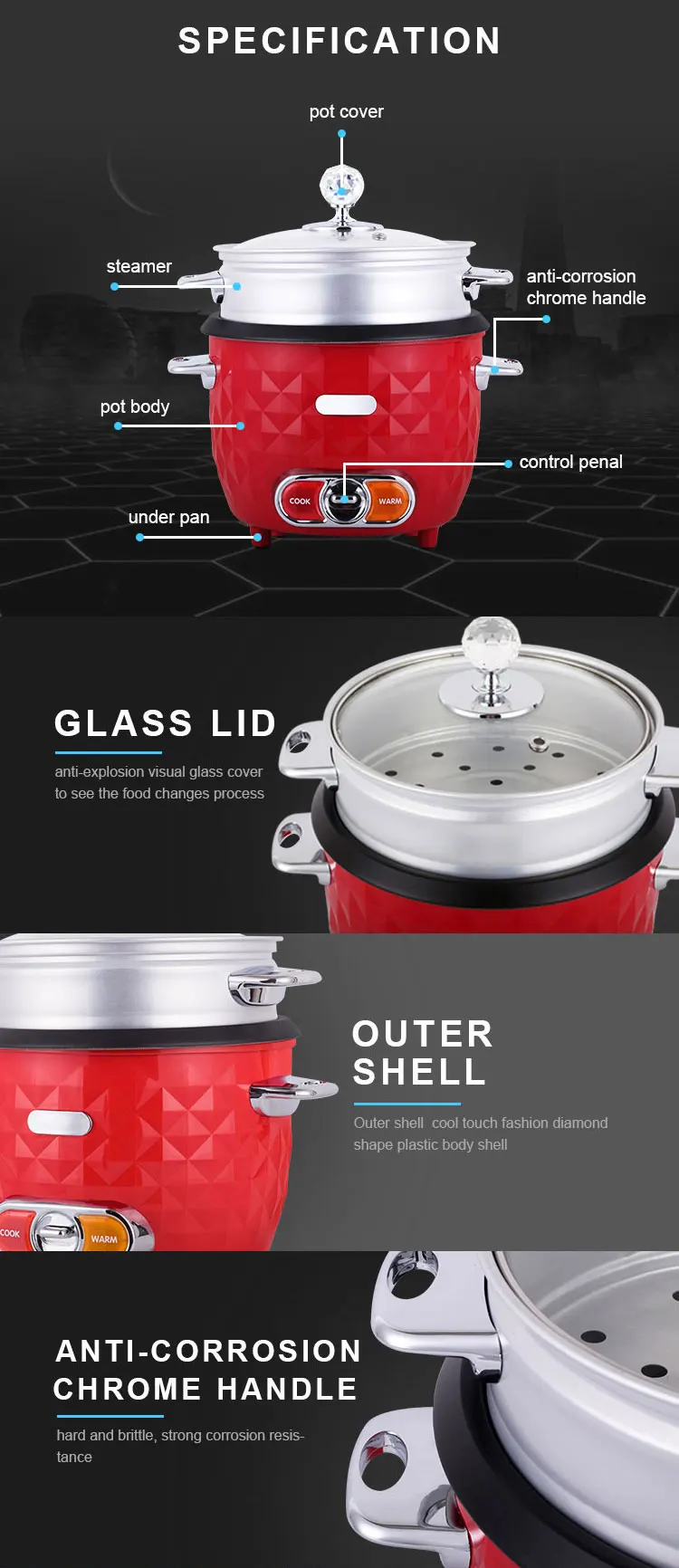 Superior Insert Automatic Aluminium Pot Plastic Electric Small Rice ...