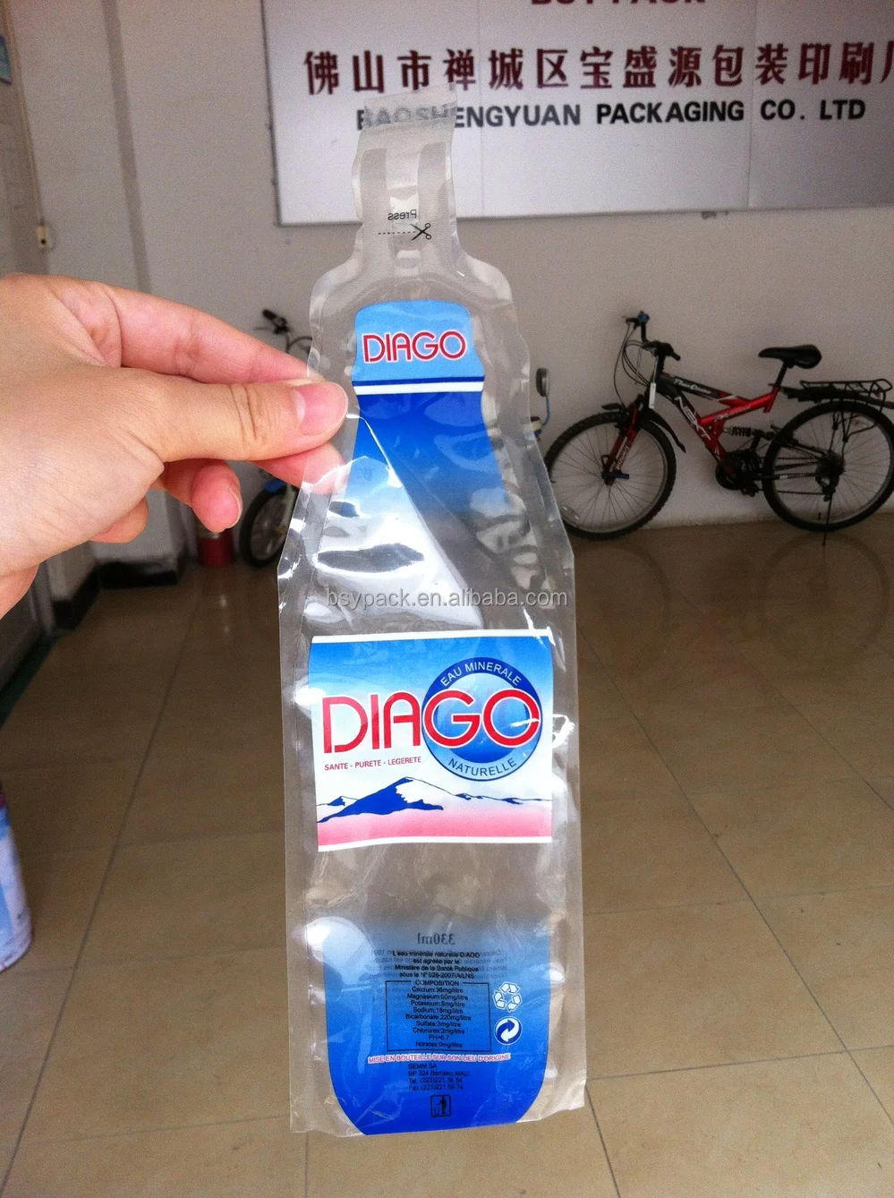 Biodegradable Eco-friendly Bottle Shaped Pouch For Mineral Water - Buy ...