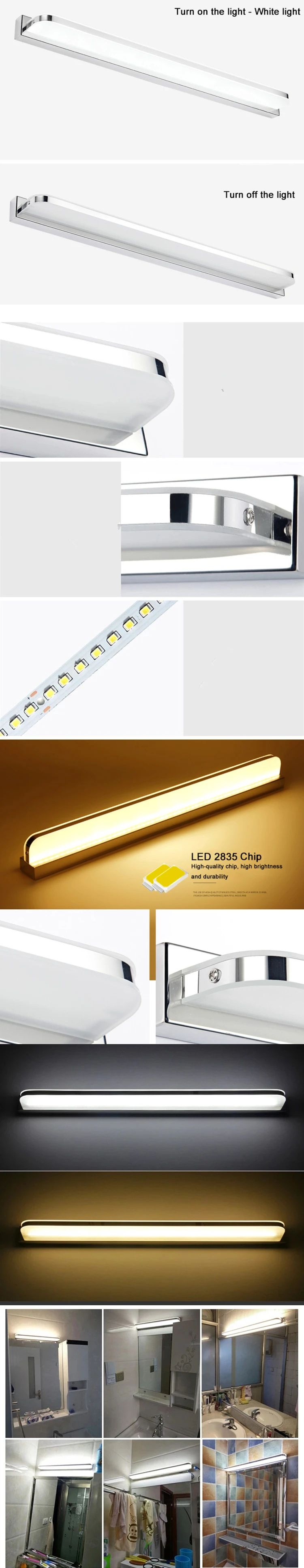 Stainless Steel Acrylic Led Bathroom Mirror Light 9w - Buy Led Bathroom ...