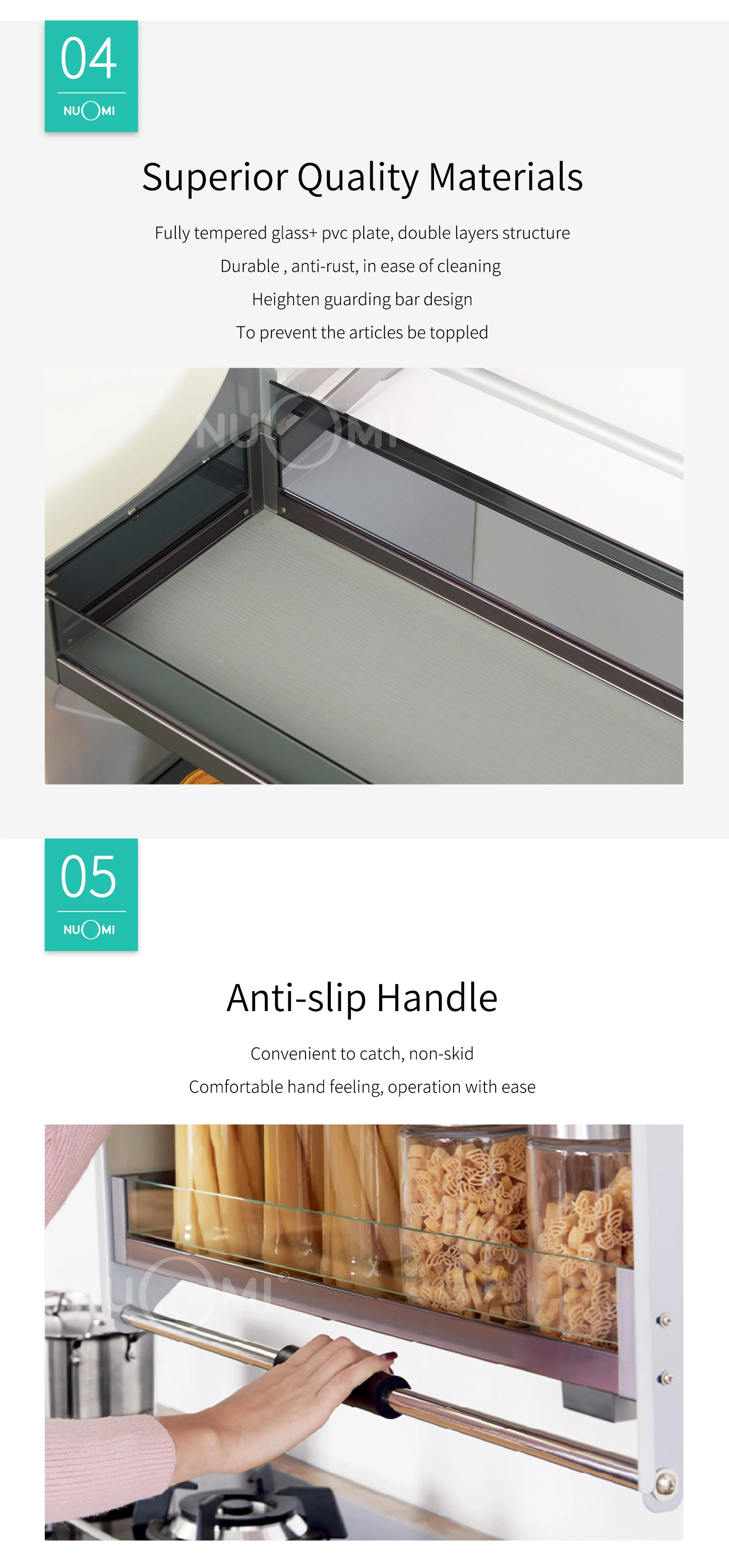 NUOMI Kitchen Cabinet Baskets - Versatile Storage Solutions