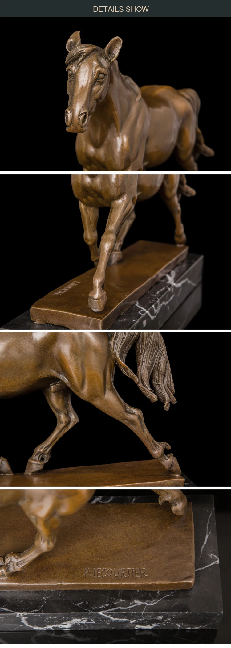 Bronze Running Horse Animal Statues Sculpture For Desk Decoration - Buy ...