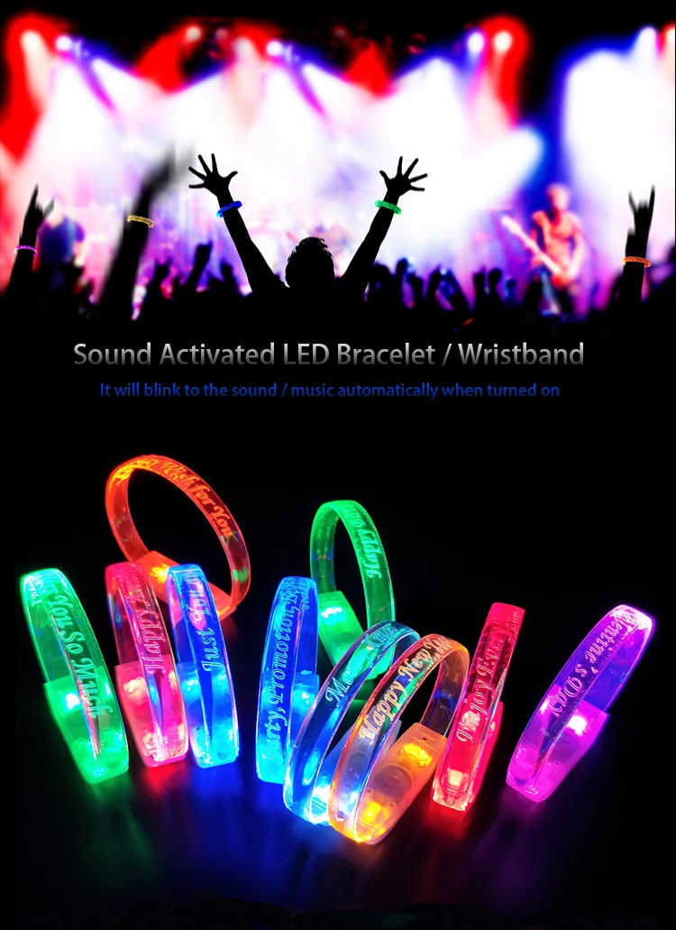 Rfid Events Flashing Led Wristband Sound Motion Activated Light Led ...