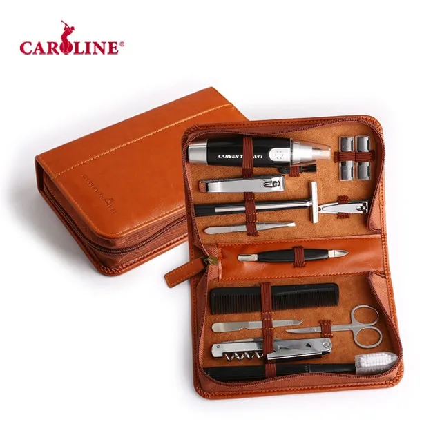 Best Design Leather Pouch 14 In 1 Mens Grooming Kit Stock Beard ...