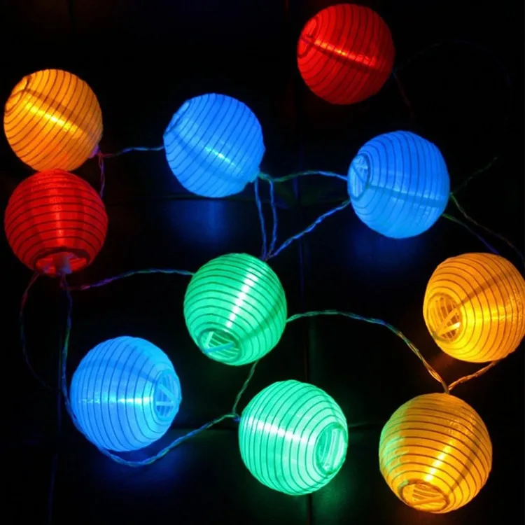 10 LED Multi-Color Solar Lantern String Lights for Outdoor