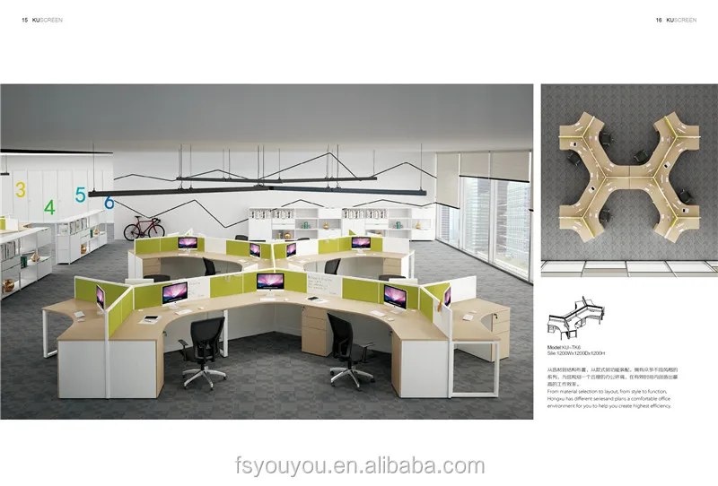 Workstation Desktop Pc 6 Seater Workstation Four People Office ...