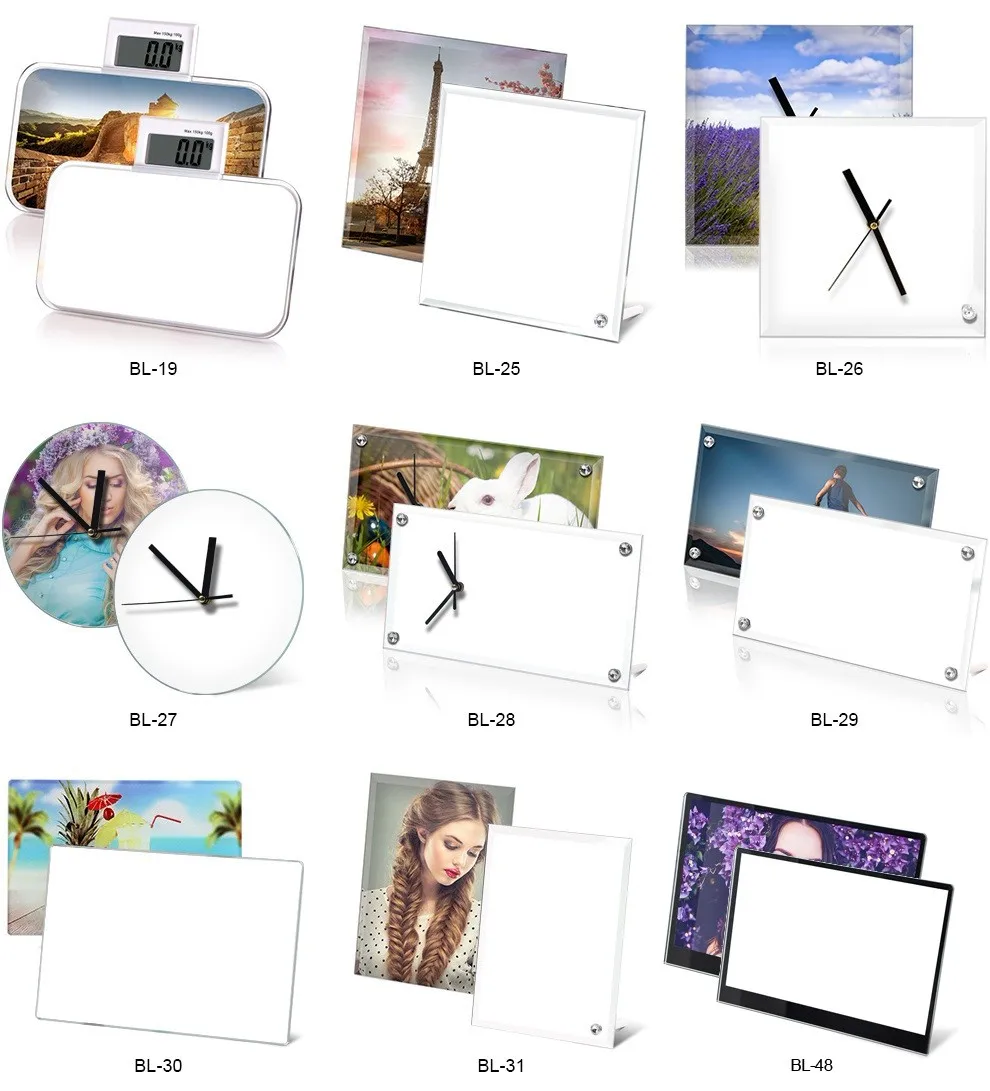 Wholesale Transparent Glass Mirror Edge Clock Photo Frame