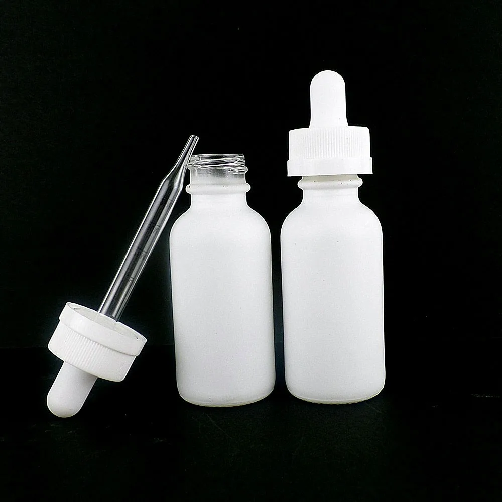Matte White Frosted Opaque Glass Bottle 1 Oz With Child Proof Dropper ...