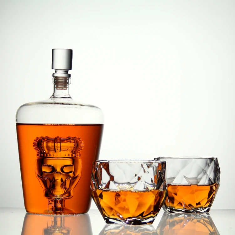 Empty Handmade Glass Skeleton Bottles Liquor Bottle Glass With Glass ...