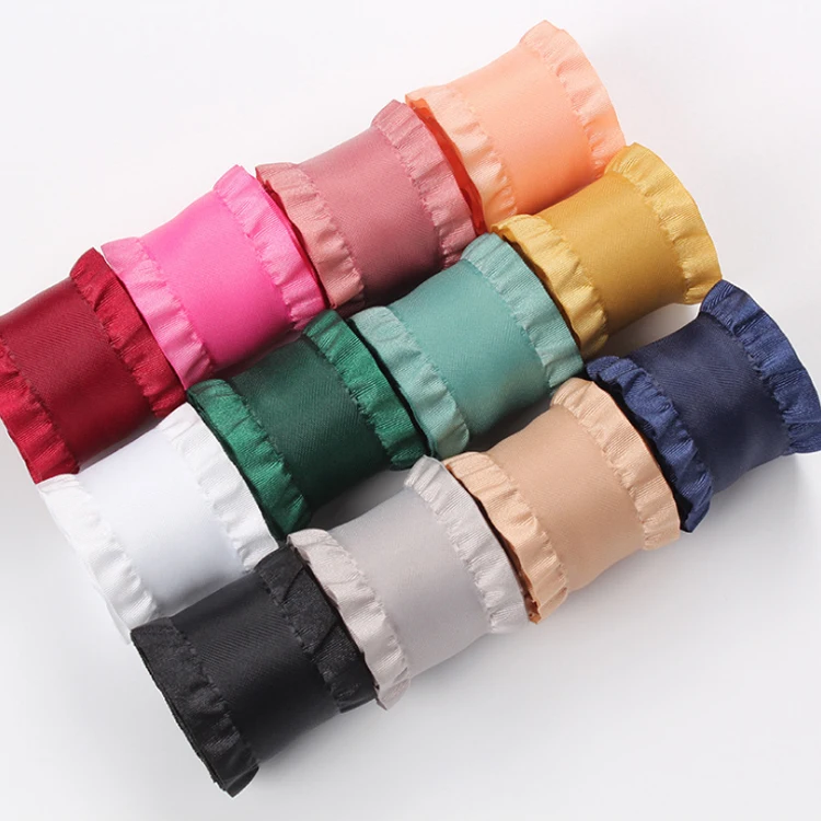 2 Inch Wide Satin Ribbon Double Ruffle Edged Ribbon For Pleat Dress ...