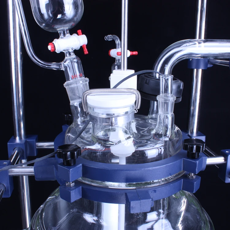Double Layer Glass Electric Agitator Chemical Mixing Tank For Reaction ...