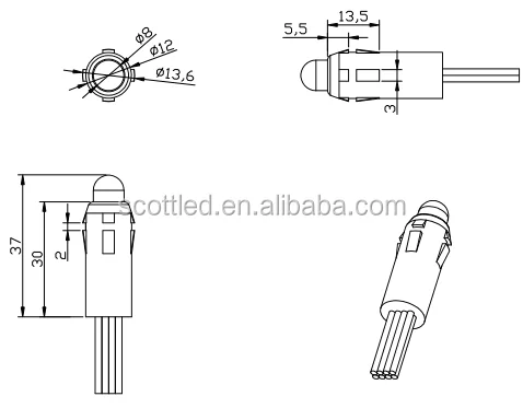 50ct Nodes 18awg Back Wire Smart RGB Pixel Bullet WS2811