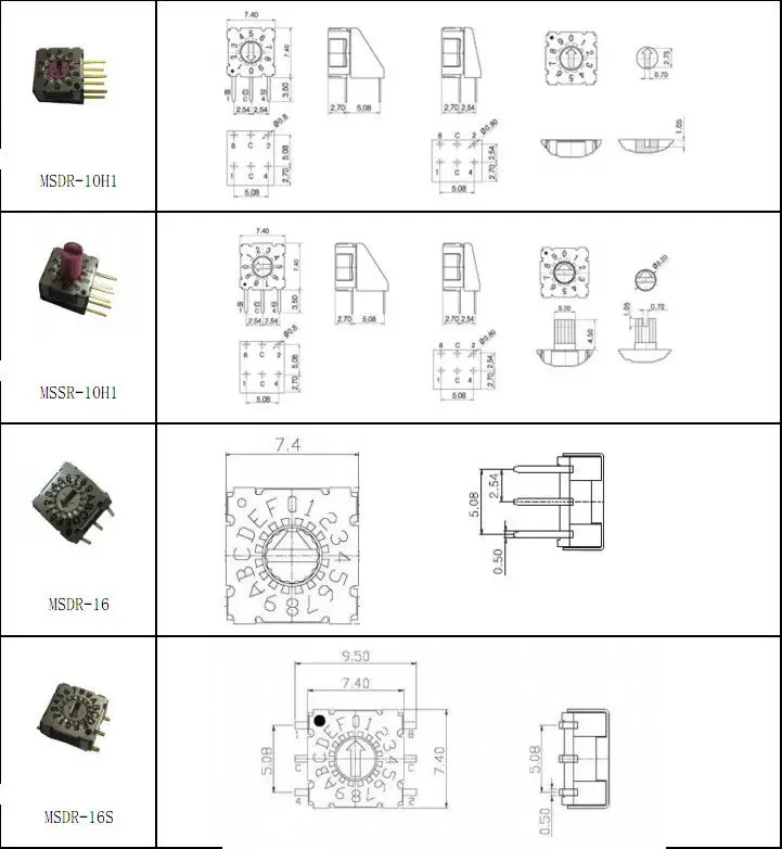 CK rotary smd 16 position dip switch code slector switch low profile ...