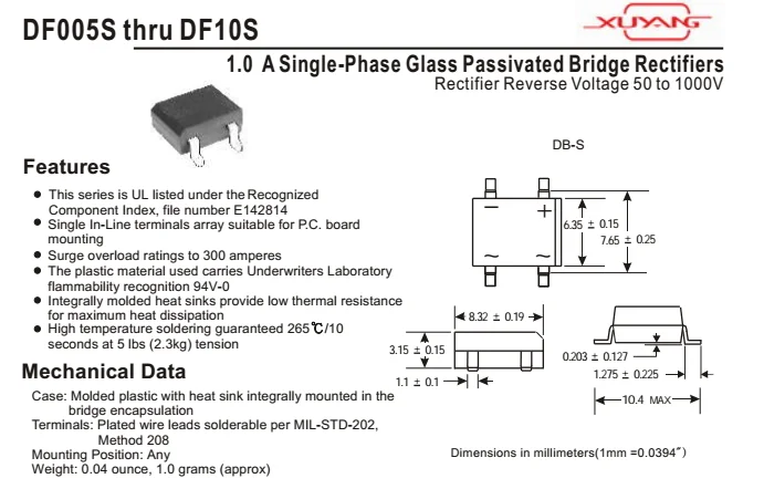 1a Df005s Df01s Df02s Df04s Df06s Df08s Df10s Smd Bridge Rectifiers - Buy Df10s Smd Bridge,Df10s ...