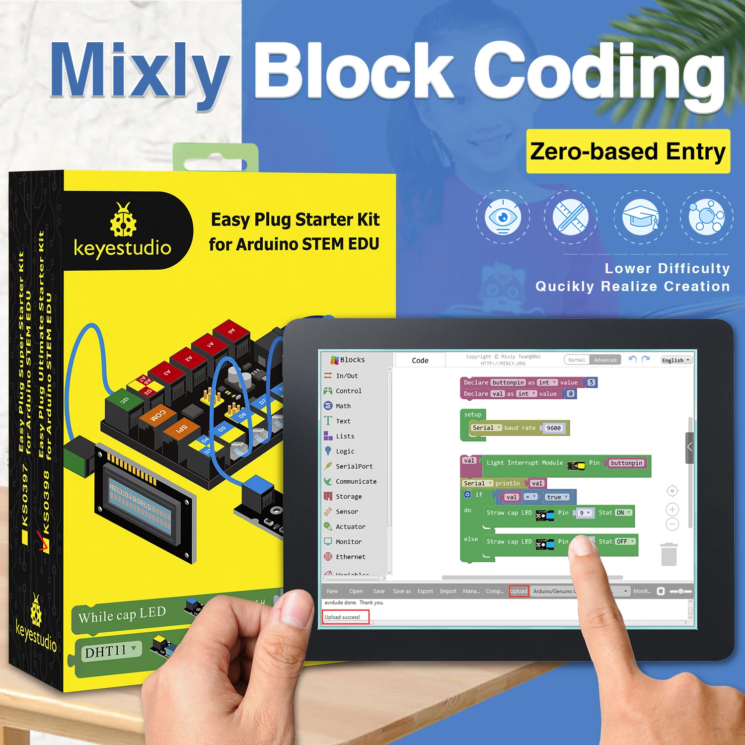 Keyestudio EASY Plug RJ11 Control Board V2.0 for Arduino