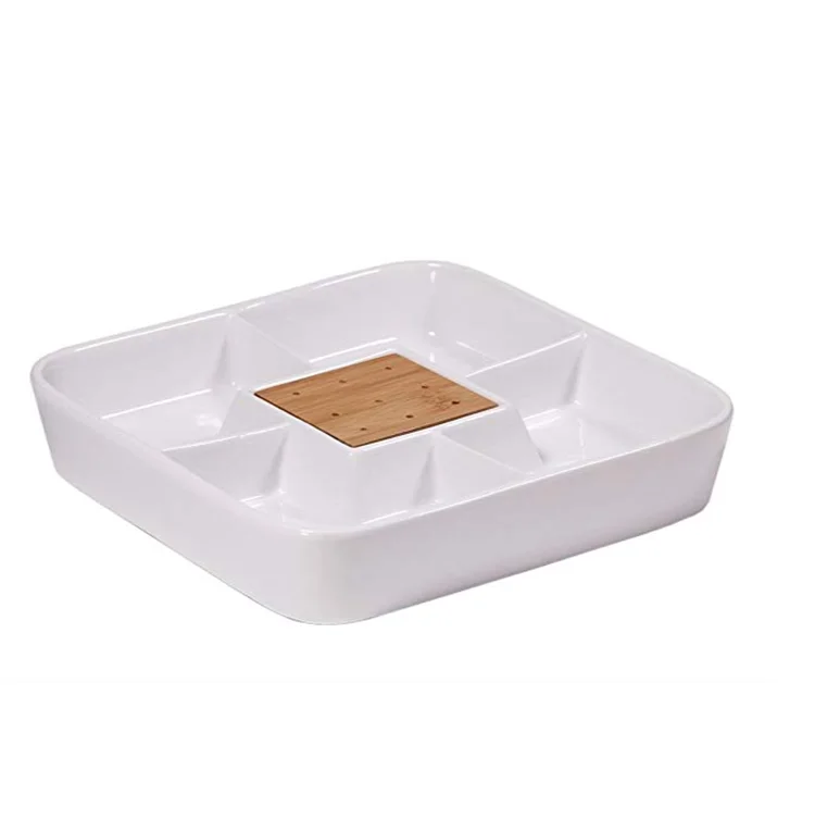 New Design Household Used Square Divide White Ceramic Food Service ...