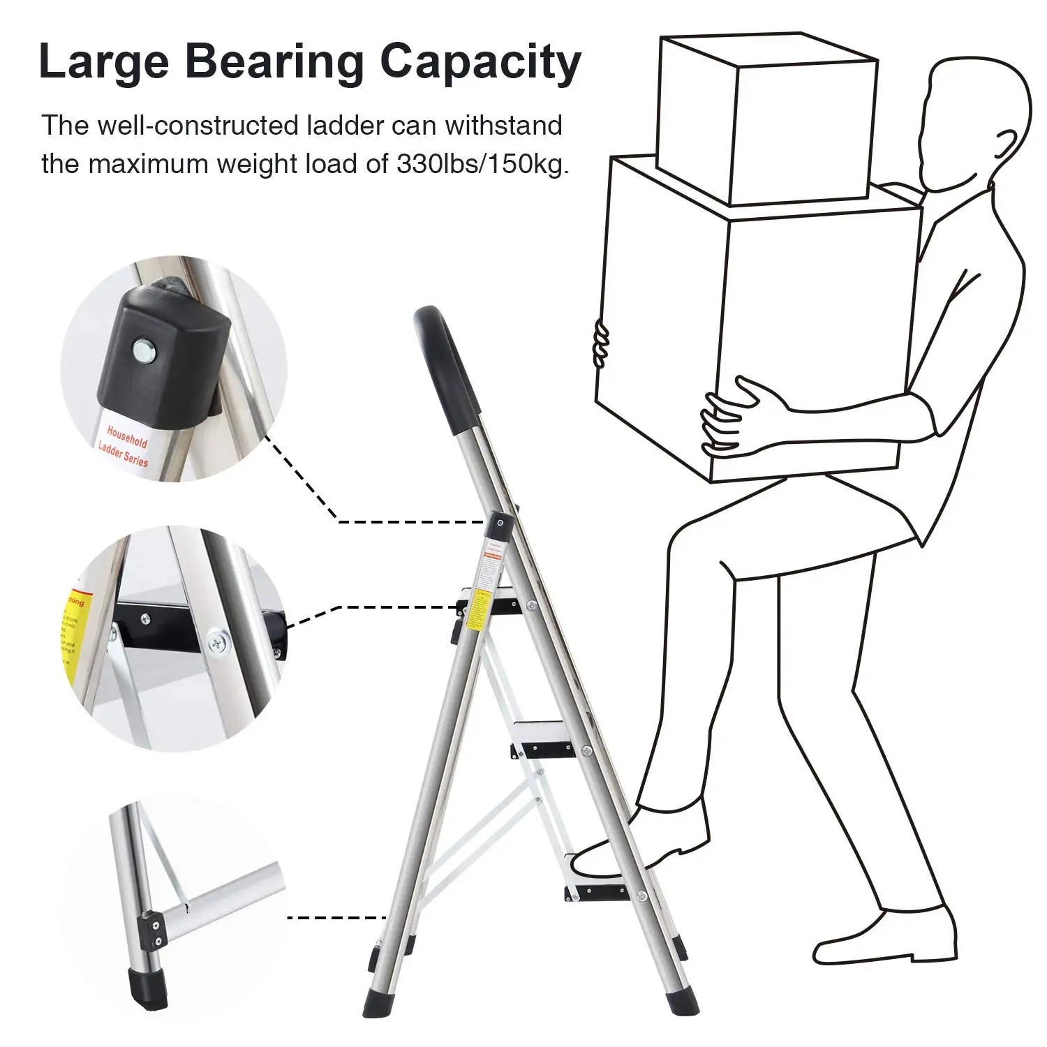 EN131 Rubbermaid 3 Step Ladder - Reliable Household Solution