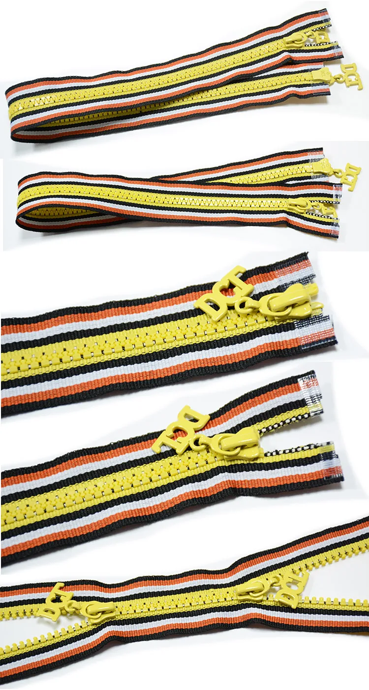 Fashion Color Ribbon Tape Zipper With Letter Puller Two Way Resin Zip ...