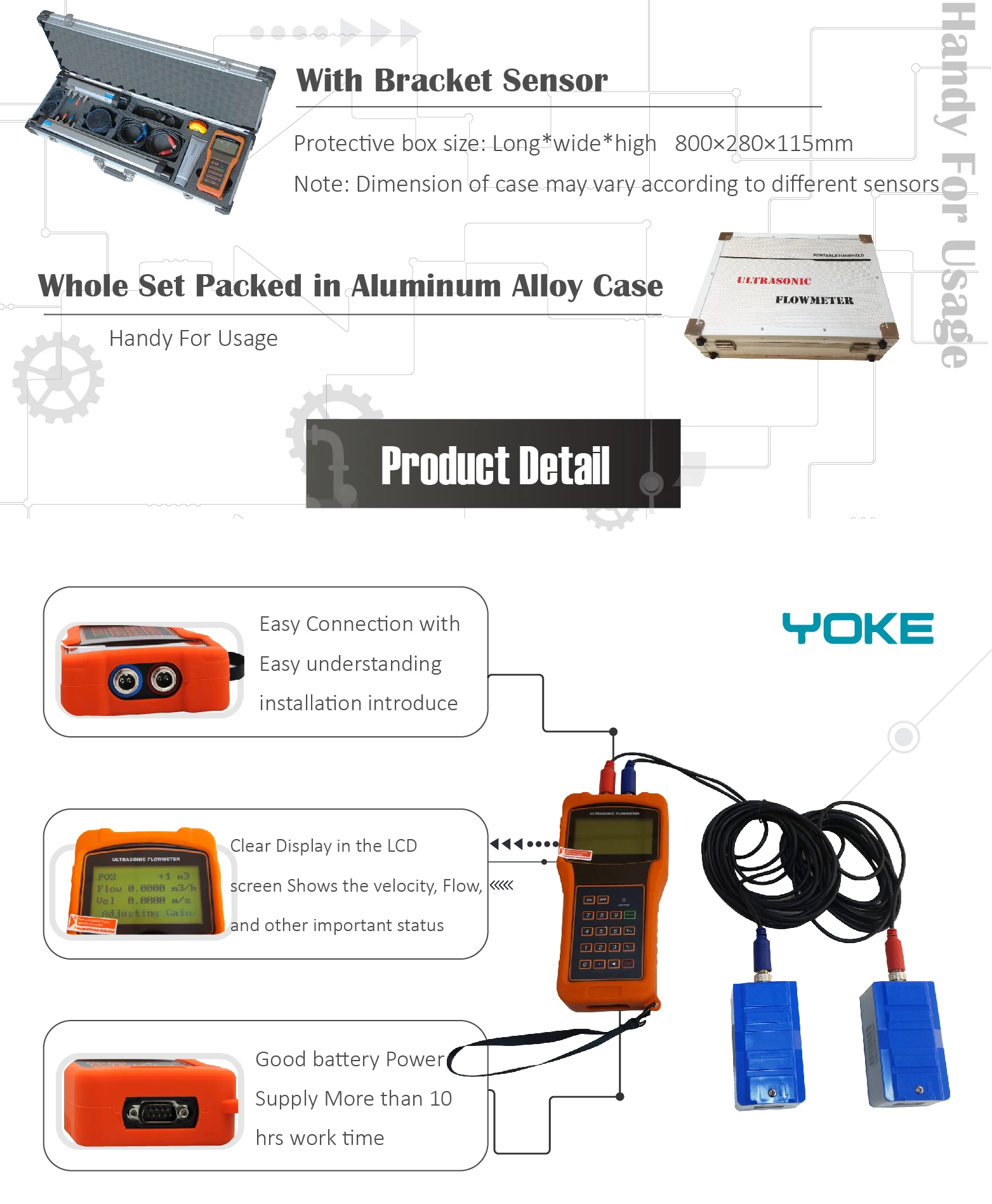 Handheld Ultrasonic Flowmeter Liquid Water Flow Rate Meter Open Channel ...