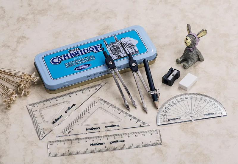 13 Pcs Metal Student School Kids Geometry Oxford Antique Math Compass ...