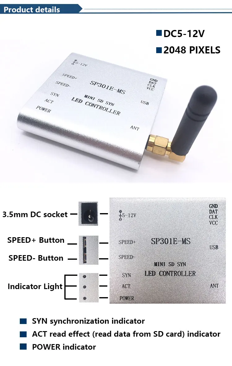 Key Control Rf Wireless Synchronous Spi Signal Mini Led Controller ...