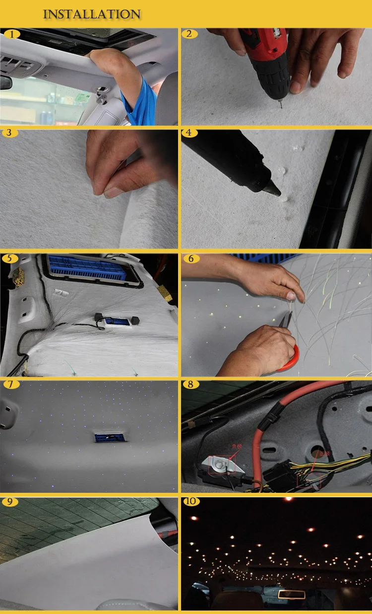 Fiber Optic Car LED Ceiling Lamp - 12V RGB Light Engine