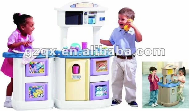 Indoor Play Kitchen - QX-18168G - Kids Plastic Kitchen Set