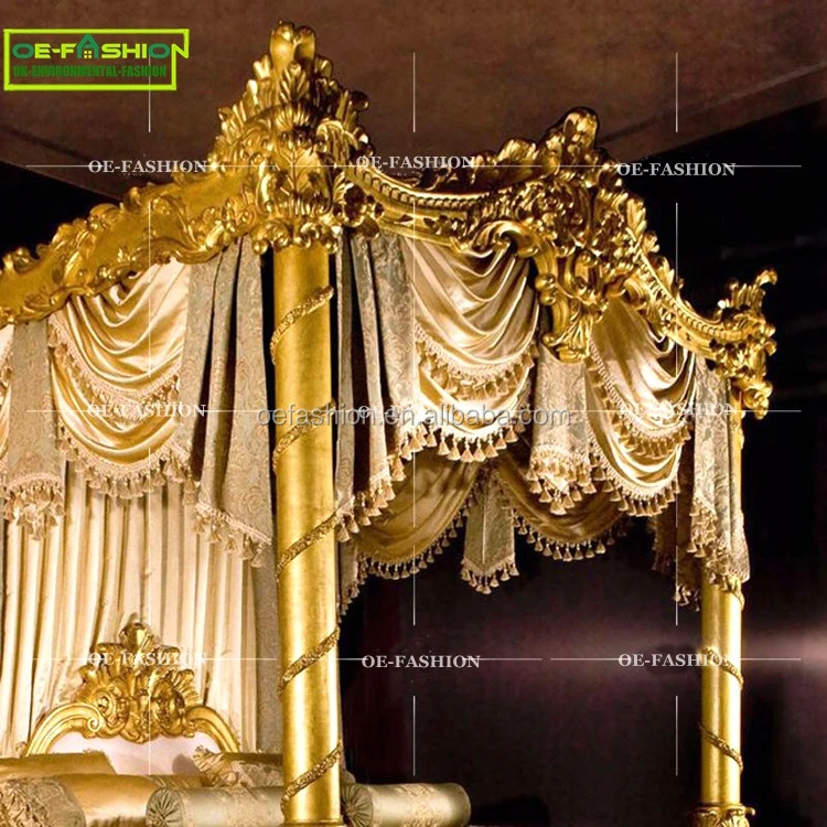 Luxury Italy Style Roman Column Design Bed - Solid Wood