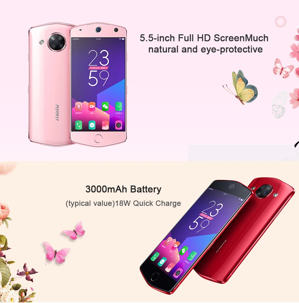 Original Meitu M8 Sail Moon 4g Ram 64gb Rom 5.2 Inch Android 6.0 Cell Phone Mt6797m Deca Core 2. ...