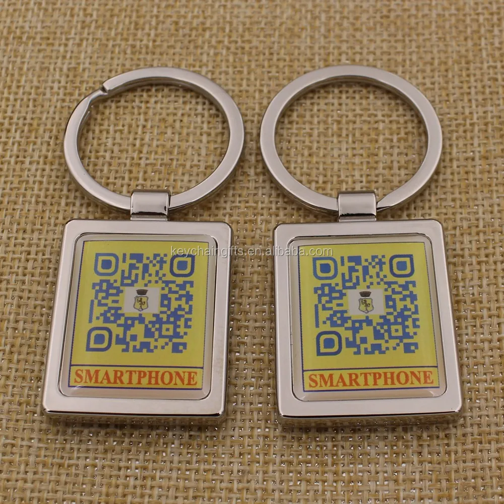 Promotion Custom Rectangle Metal Printing Qr Code Keychain - Buy Qr ...