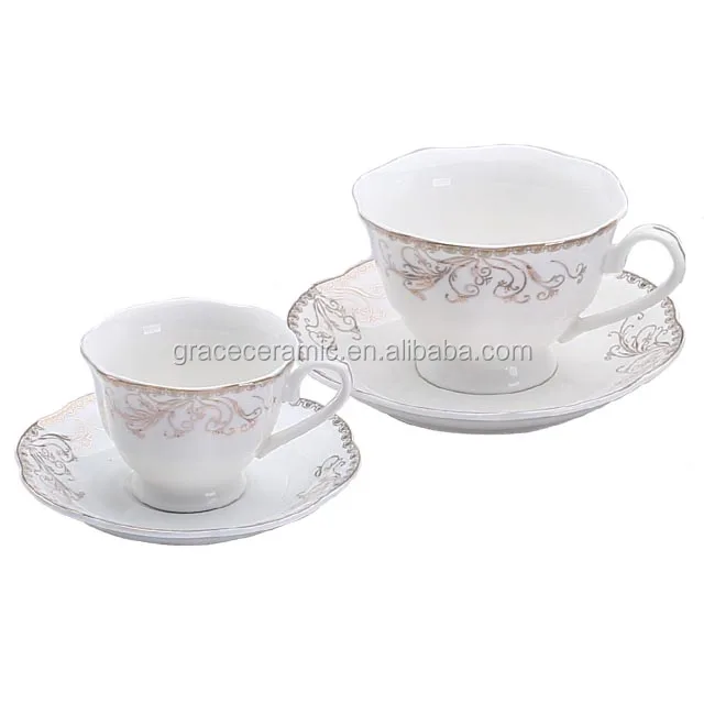 Lujo Fino 12 Person Dinner Set - Elegant White Gold Rimmed Porcelain