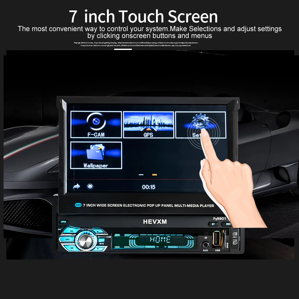 Esunway 1din 7inch Retractable Screen Head Unit - Android Radio