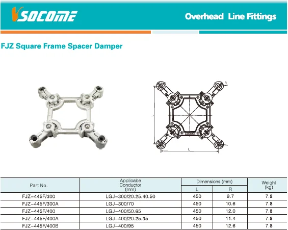 Overhead Power Line Accessory - Square Frame Spacers Dampers