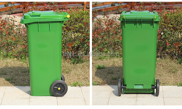 Red 120 L Plastic Solid Waste Container Large Trash Box With Flat Lid ...