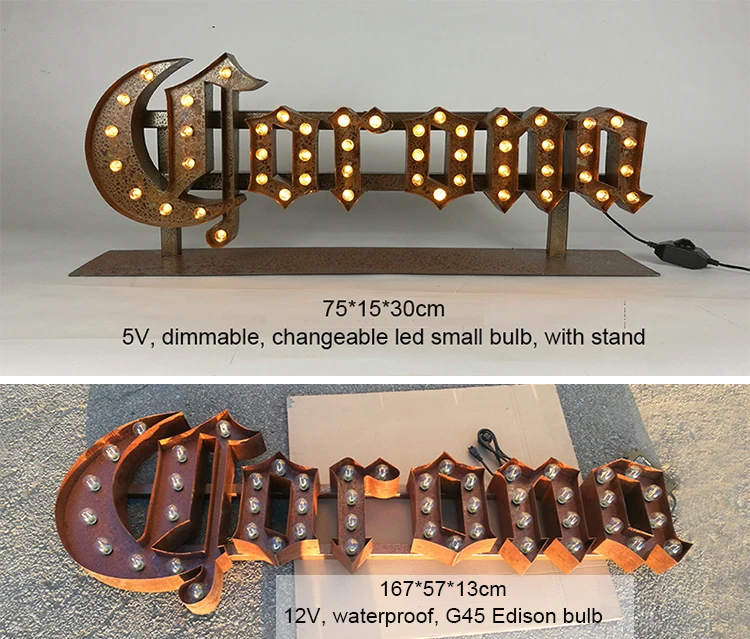 Led Lighted Marquee Metal Alphabet Rustic Corona Logo Letter Sign - Buy ...