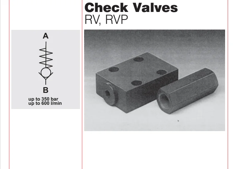 Hydraulic Check Valves RV, RVP Series – Durable Metal Design for Oil ...