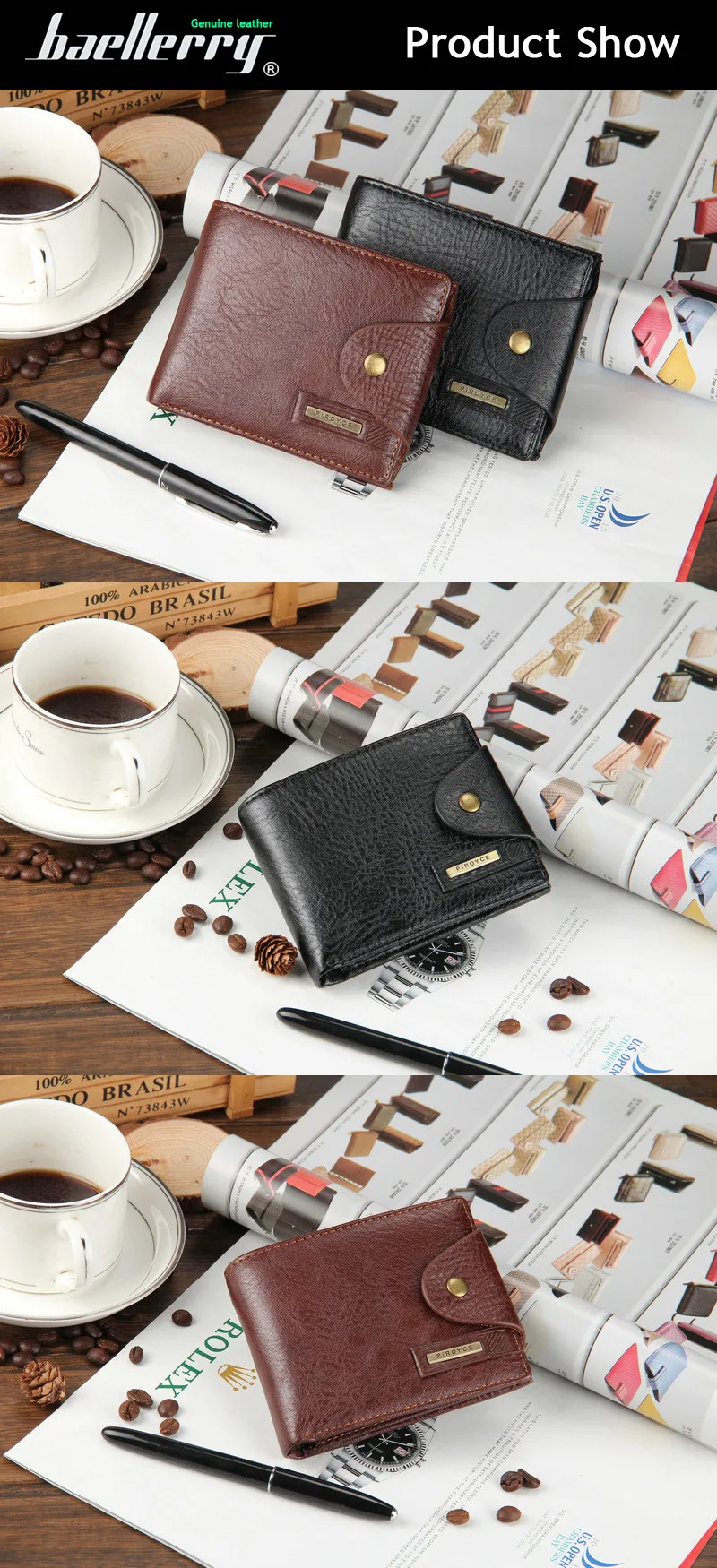 Baellerry Pu Leather Men's Fashion Purse Original Baellerry Wallet For ...