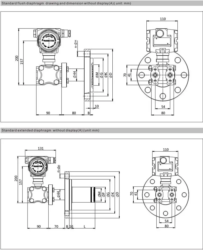 Extended Diaphragm Level Transmitter Differential Type - Buy Dp ...