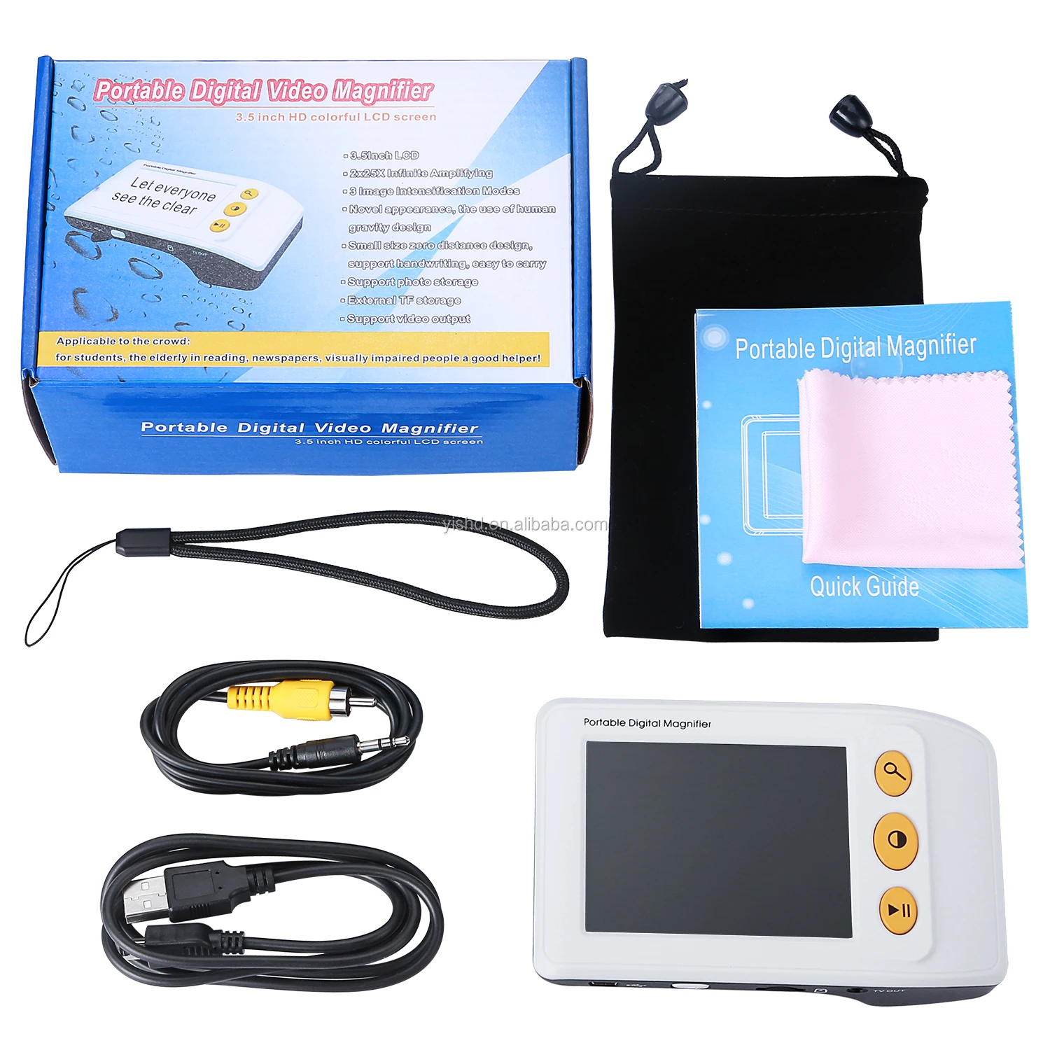 3.5 Inch Portable Digital Magnifier With 6 Led Lights, Handheld Reading ...