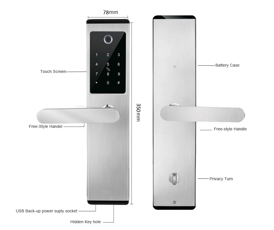 Stainless Steel Security Smart Biometric Fingerprint Door Lock