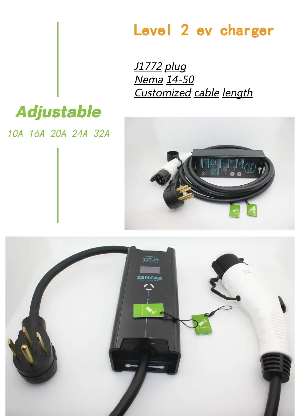 Zencar Evse 16a 20a 32a Portable Evse Of Adjustable Ev Charger - Buy ...