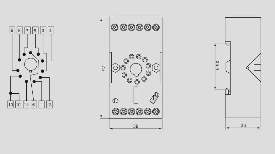 ASIAON MT740 300VAC 10A 400v 11 Pin Relay Socket - Wiring Diagram