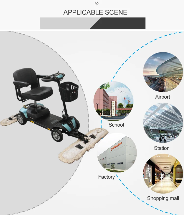 Electric Floor Cleaning Mobility Scooter With Pushing Driving Mop Dust ...