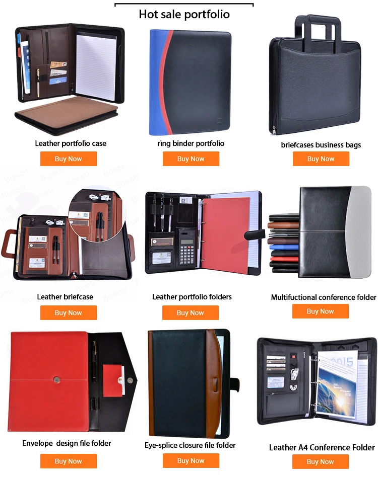 Document Portfolio with Zipper Office Supply Logo Embossed A4 Leather ...