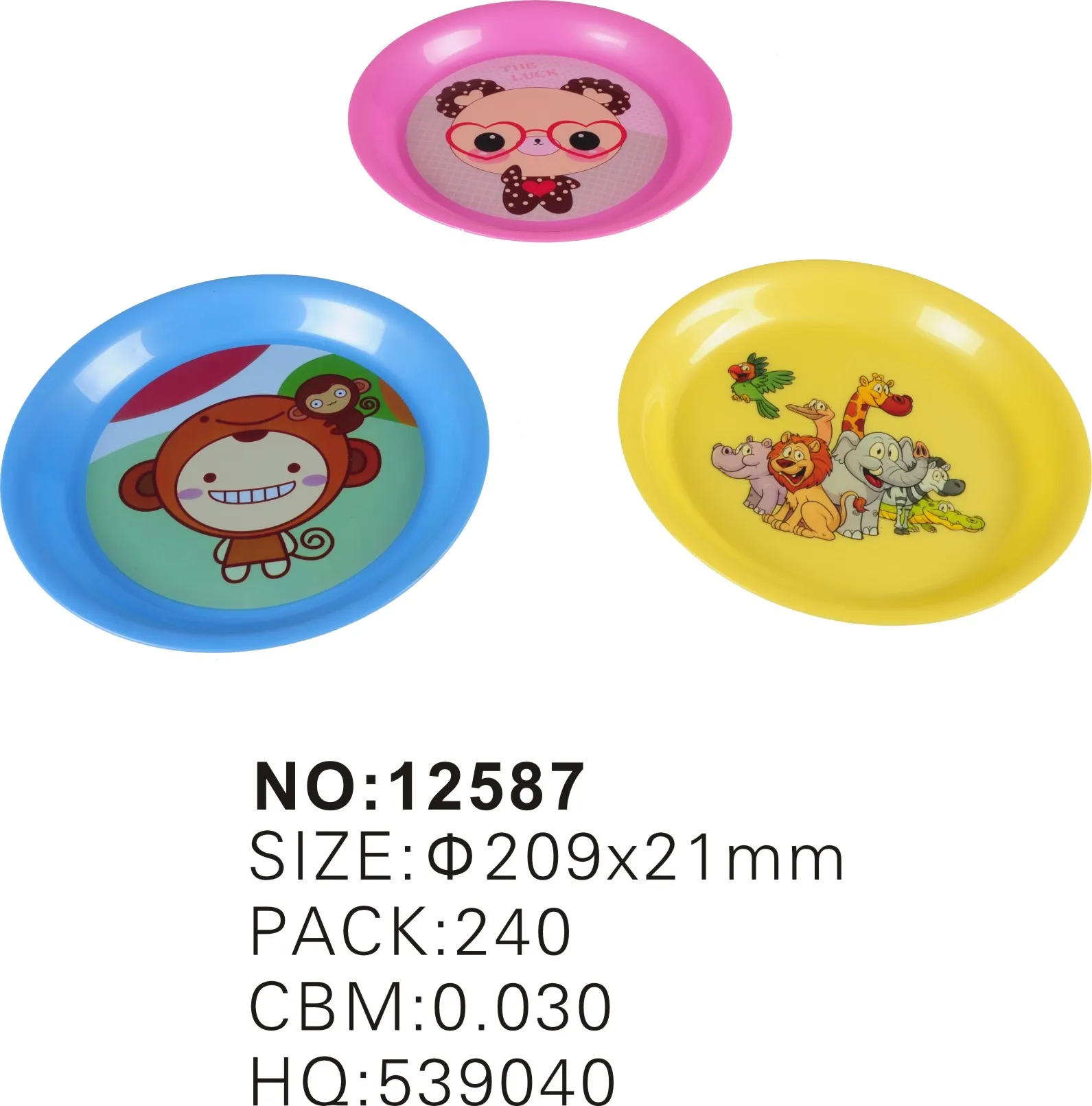 New Design Cute Cartoon Round Plastic Plate For Food Kids Dinner Plate ...
