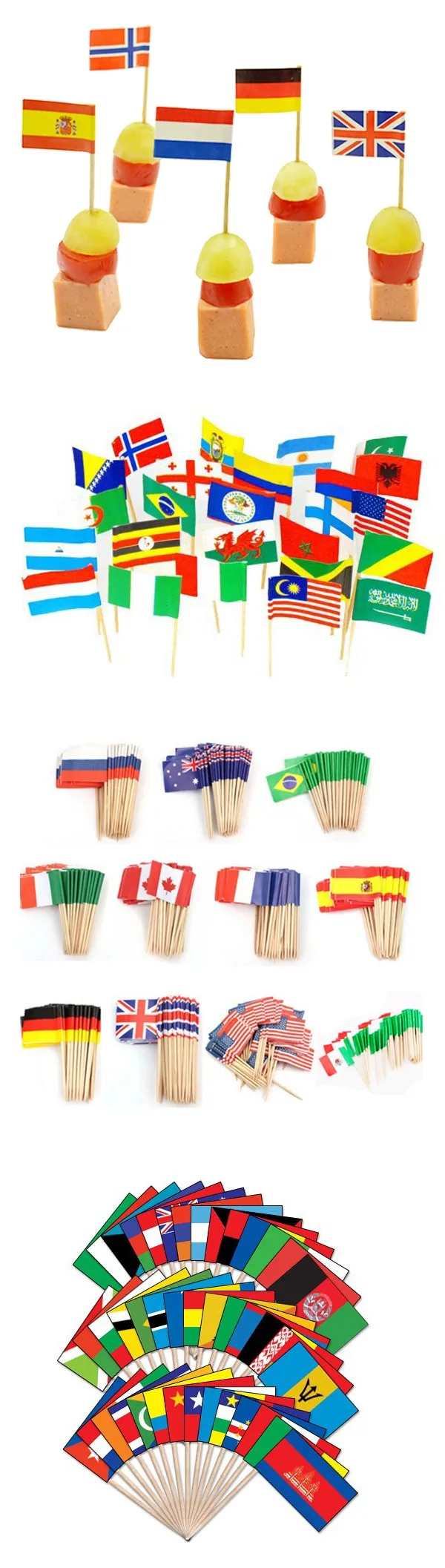 Cocktail Custom Toothpick Countries Decoration Printing Flag Printing ...